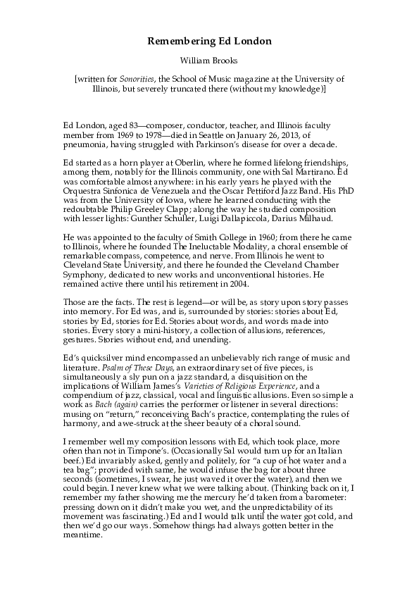 (PDF) Remembering Ed London