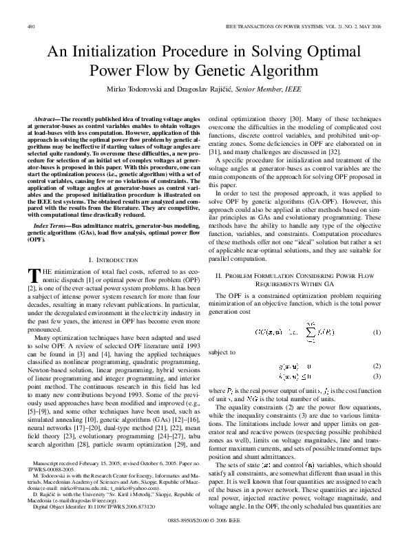 (PDF) An initialization procedure in solving optimal power flow by ...