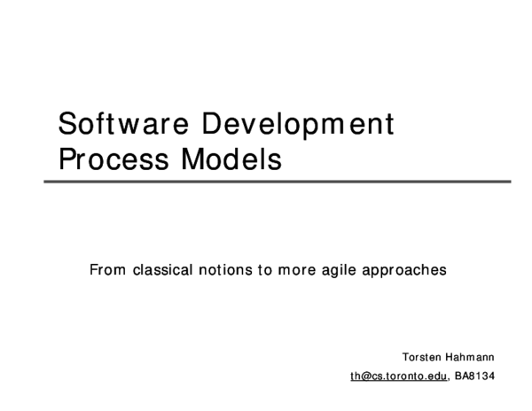 (PDF) Software Development Process Models From classical notions to more agile approaches