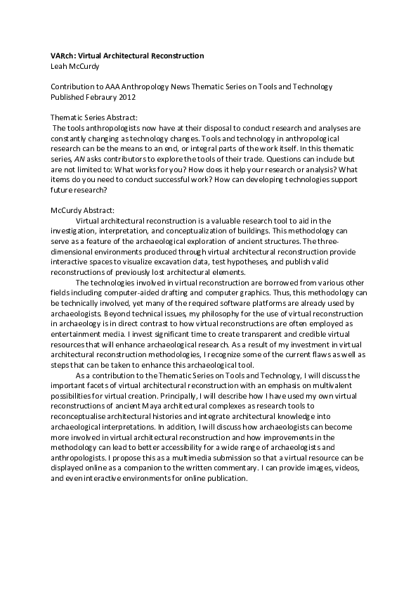 (PDF) VARch: Virtual Architectural Reconstruction