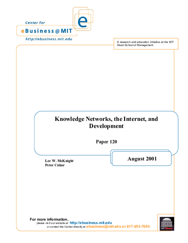 (PDF) Knowledge Networks, the Internet and Development