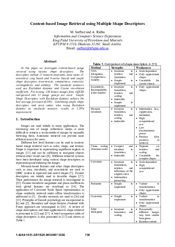 Pdf Content Based Image Retrieval Using Multiple Shape Descriptors
