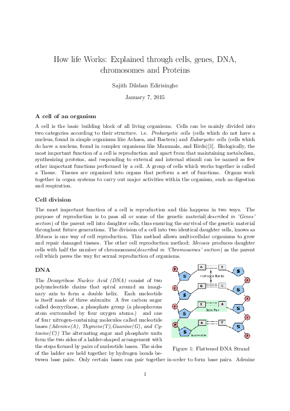 (PDF) How life Works: Explained through cells, genes, DNA, chromosomes ...