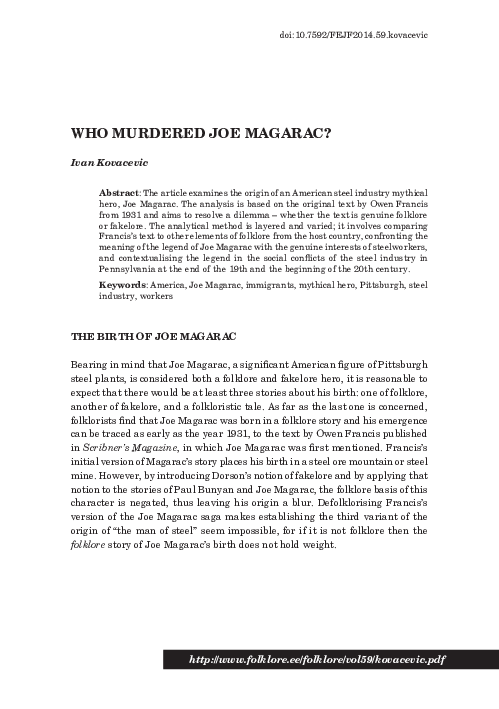 (PDF) Who Murdered Joe Magarac