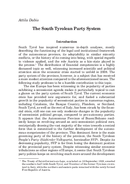 (PDF) The South Tyrolean Party System