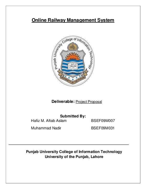 (DOC) Online Railway Management System Deliverable: Project Proposal ...
