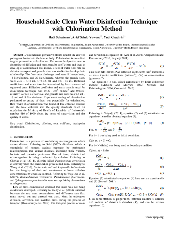 (DOC) Household Scale Clean Water Disinfection Technique with ...