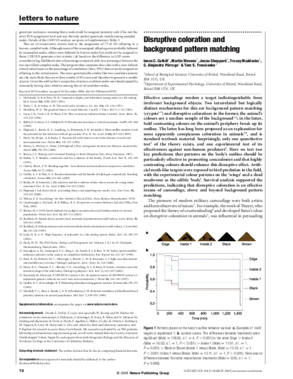 (PDF) Disruptive coloration and background pattern matching