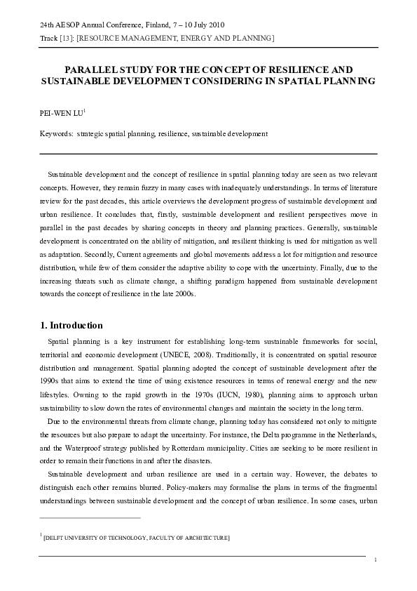 (PDF) Parallel study for the concept of resilience and sustainable ...
