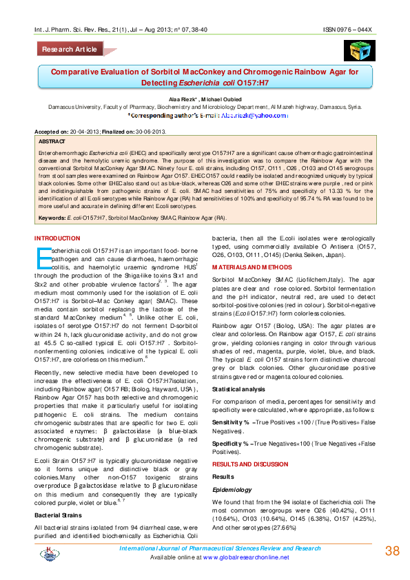 (PDF) Comparative Evaluation of Sorbitol MacConkey and Chromogenic ...