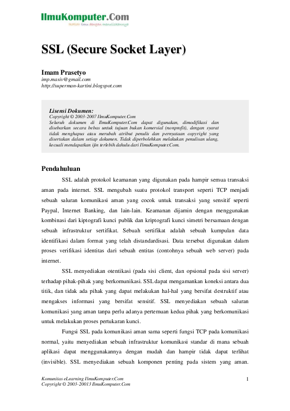 (PDF) SSL (Secure Socket Layer)