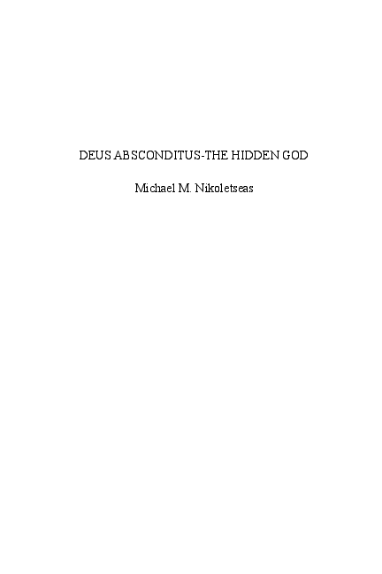 (PDF) Deus absconditus: the hidden god
