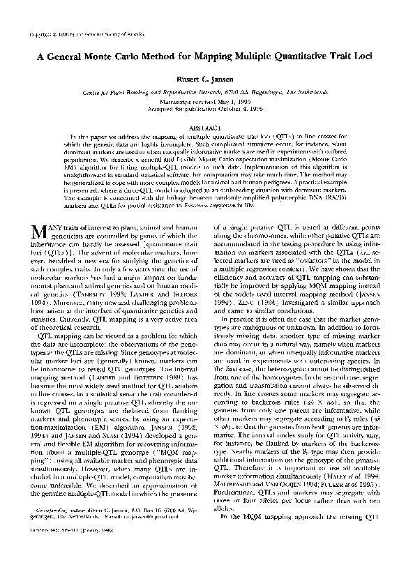 (PDF) A general Monte Carlo method for mapping multiple quantitative ...