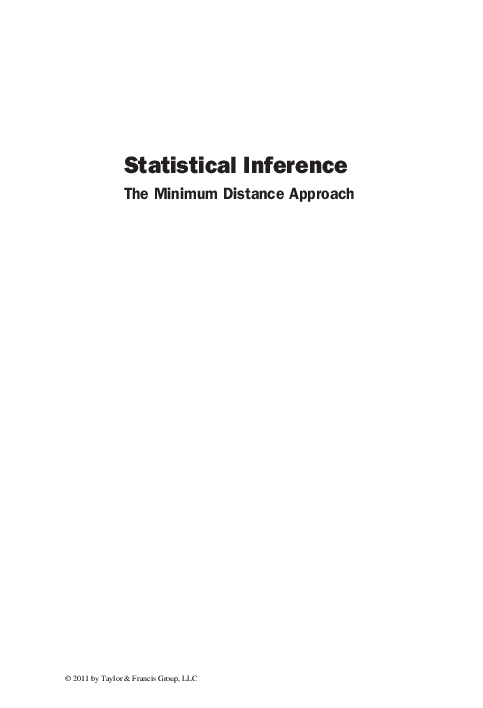 (PDF) Statistical Inference: The Minimum Distance Approach