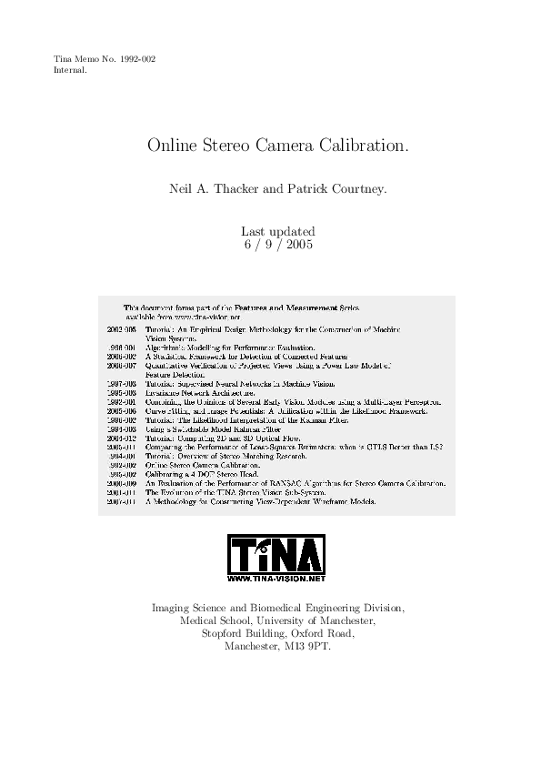 (PDF) Online Stereo Camera Calibration