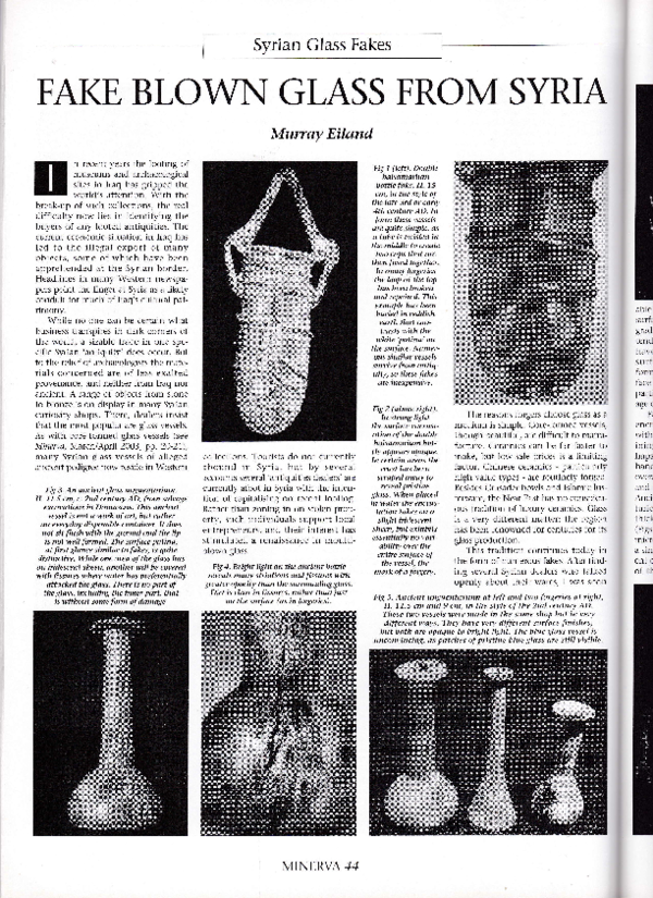 (PDF) "Fake Blown Glass from Syria", Minerva 16:1, 2005, 44-46.