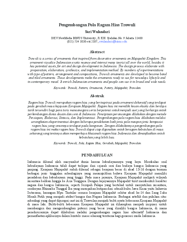 (PDF) Pengembangan Pola Ragam Hias Trowuli