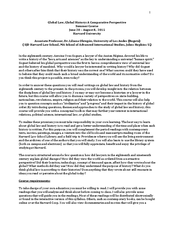 Global Law, Global History: A Comparative Perspective -(Harvard Summer ...