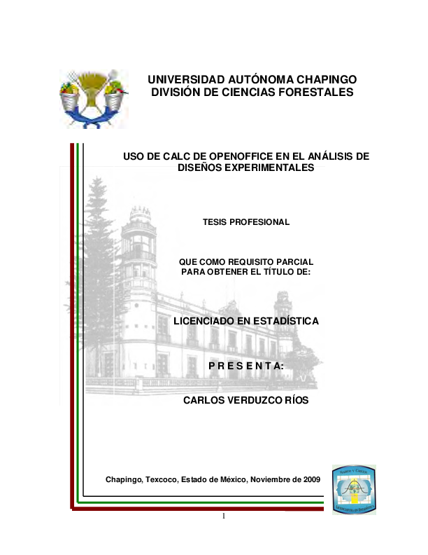 (PDF) UNIVERSIDAD AUTÓNOMA CHAPINGO DIVISIÓN DE CIENCIAS FORESTALES USO DE CALC DE OPENOFFICE EN ...