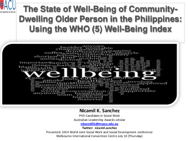 (PPT) The State of Well-Being of Community-Dwelling Older Person in the ...