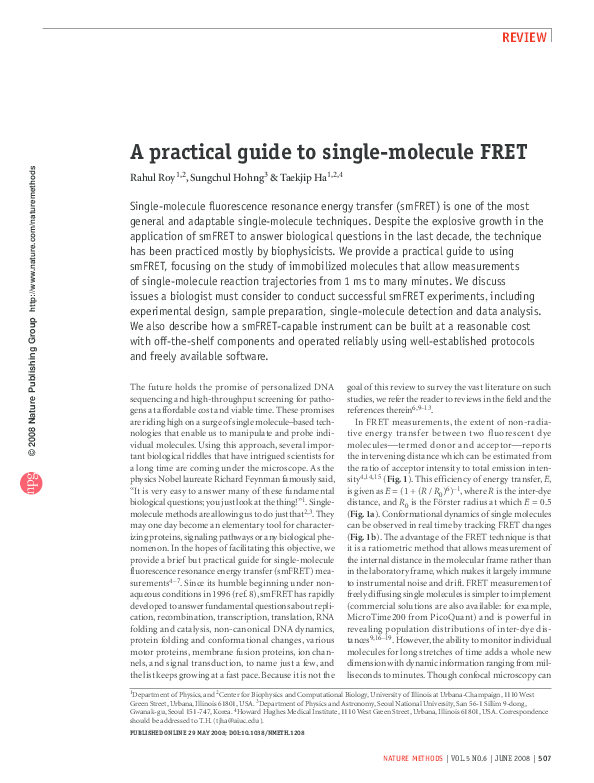 (PDF) A practical guide to single-molecule FRET