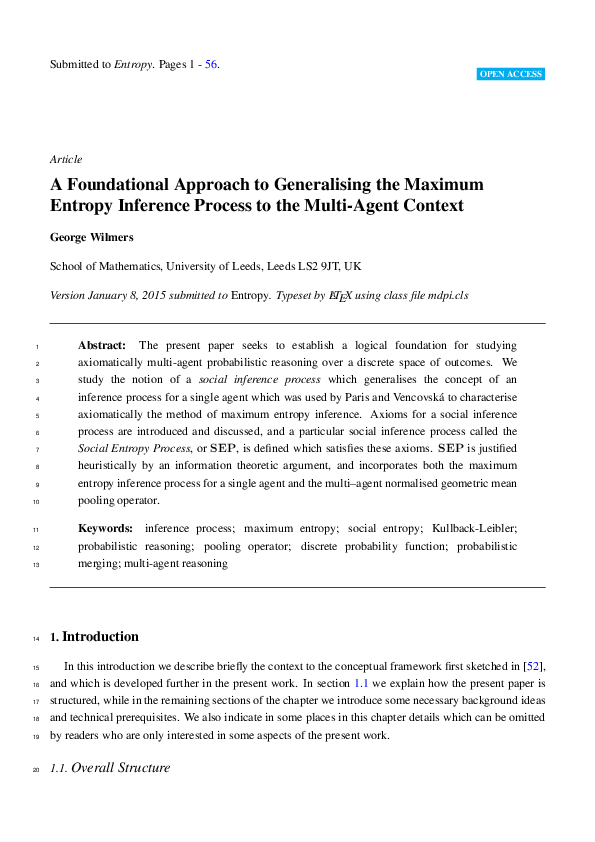 Pdf A Foundational Approach To Generalising The Maximum Entropy Inference Process To The Multi