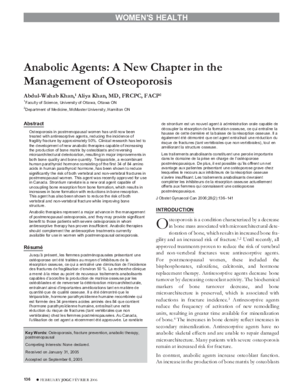 (PDF) Anabolic Agents: A New Chapter in the Management of Osteoporosis