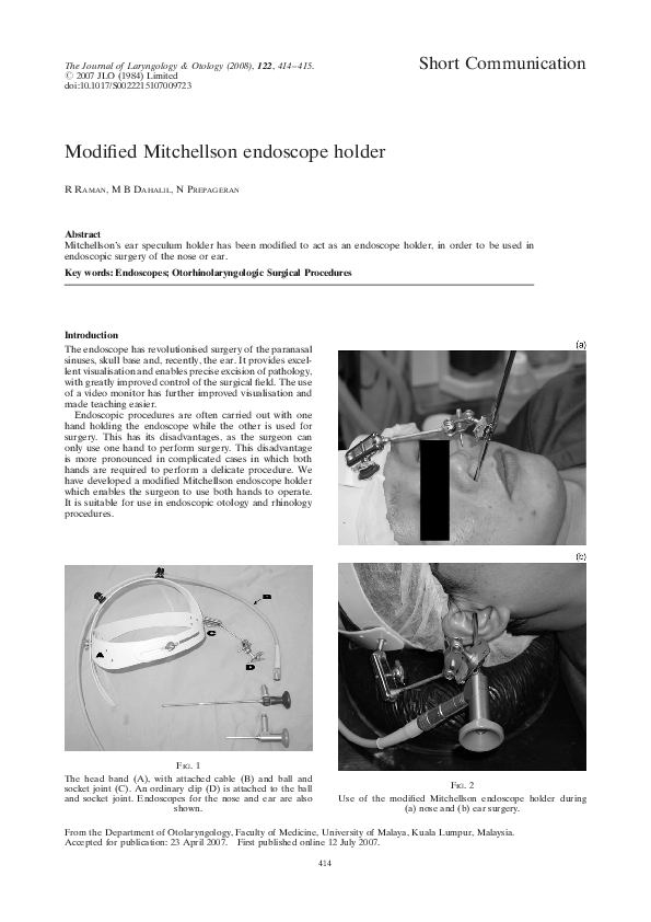 (PDF) Modified Mitchellson endoscope holder