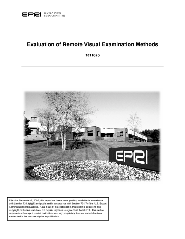 (PDF) Evaluation of Remote Visual Examination Methods
