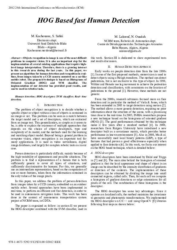 Pdf Hog Based Fast Human Detection