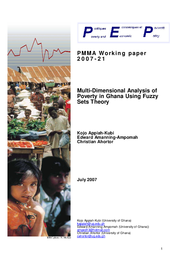 Pdf Multidimensional Analysis Of Poverty In Ghana Using Fuzzy Sets Theory