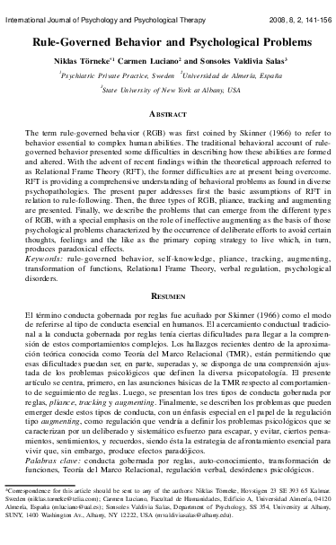 (PDF) Rule-Governed Behavior and Psychological Problems