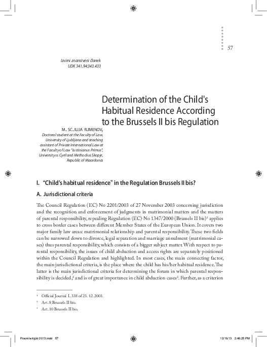 (PDF) Determination of the Child's Habitual Residence According to the ...