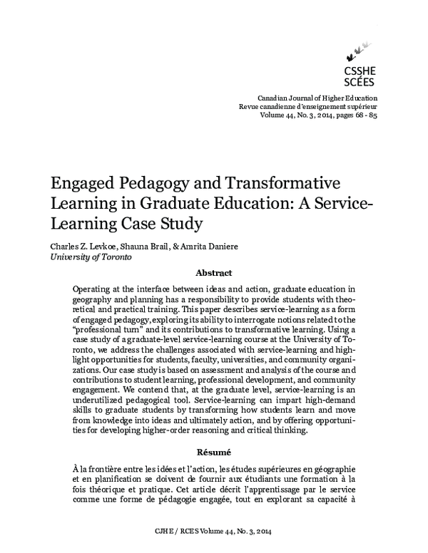 (PDF) Engaged Pedagogy and Transformative Learning in Graduate ...