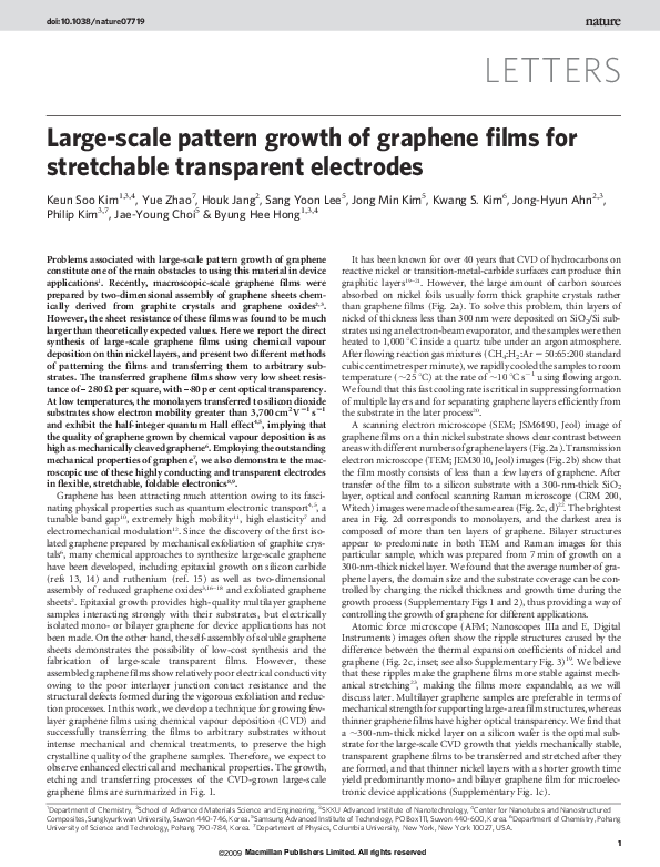 (PDF) Large-scale pattern growth of graphene films for stretchable ...