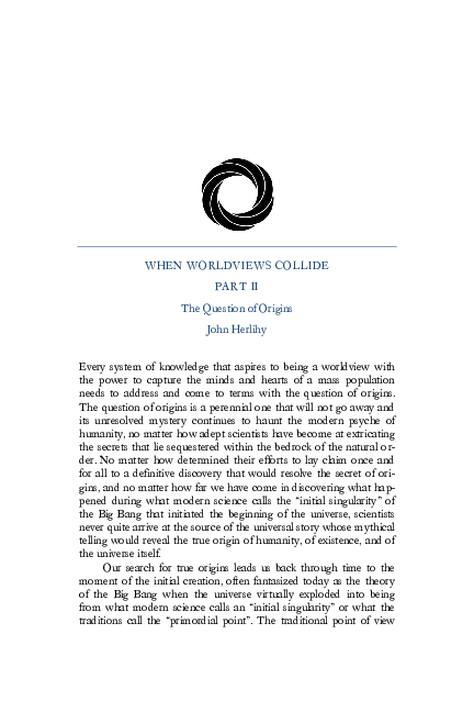 (PDF) When Worldviews Collide Part II: The Question of Origins