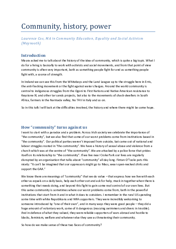 (PDF) Community, history, power