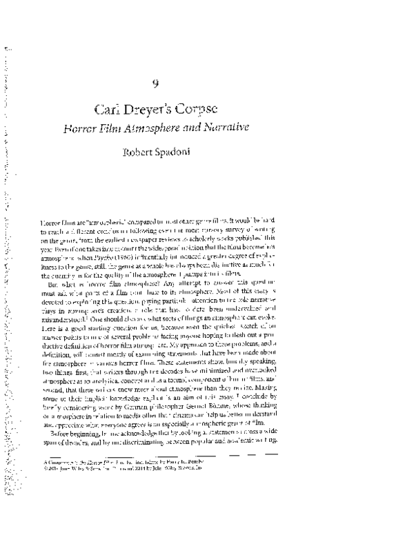 (PDF) “Carl Dreyer’s Corpse: Horror Film Atmosphere and Narrative”