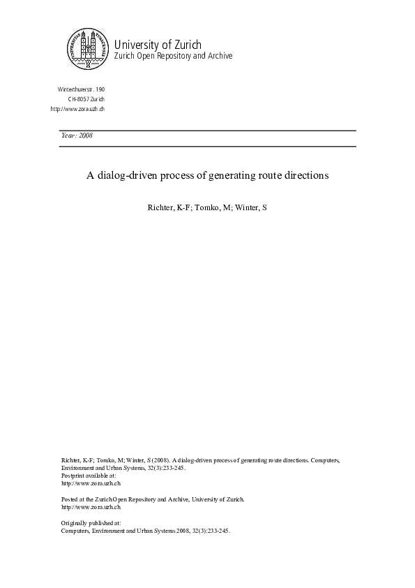 (PDF) A dialog-driven process of generating route directions