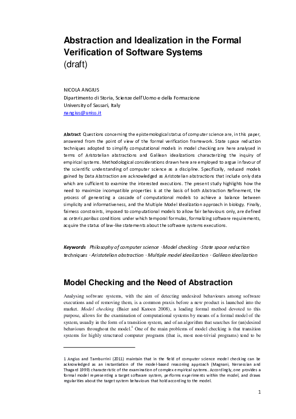 (PDF) Abstraction and Idealization in the Formal Verification of Software Systems