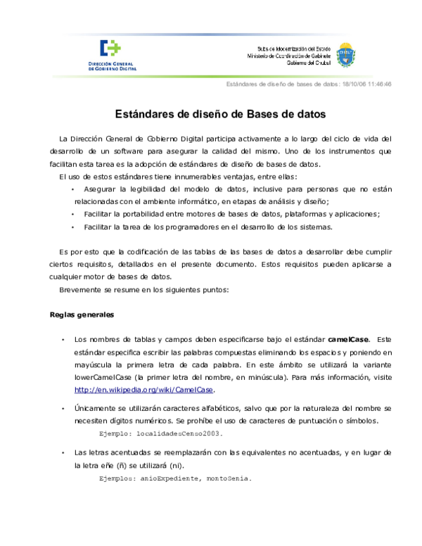 (PDF) Estándares de diseño de Bases de datos