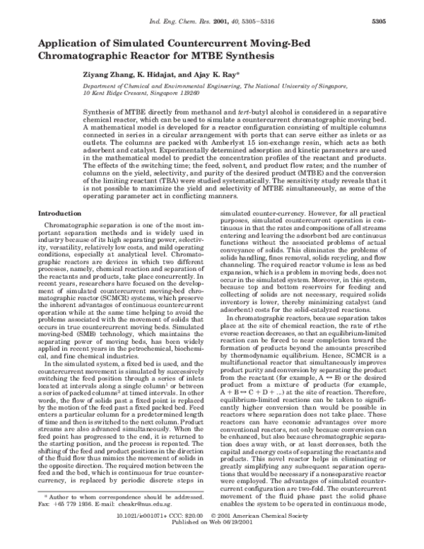 Pdf Application Of Simulated Countercurrent Moving Bed