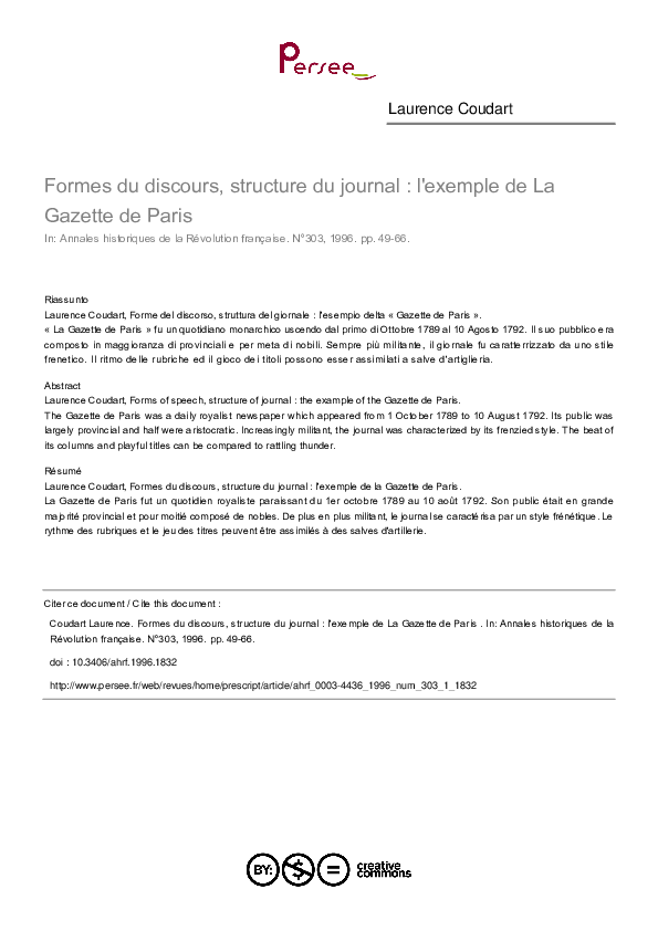 (PDF) Formes du discours, structure du journal : l'exemple de La ...
