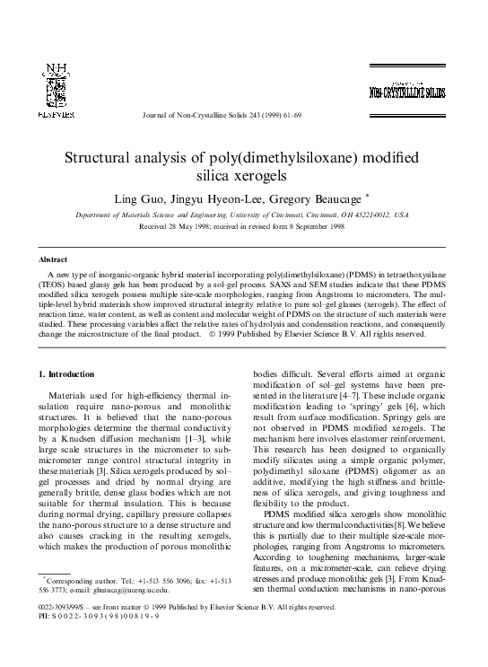 (PDF) Structural analysis of poly(dimethylsiloxane) modified silica ...