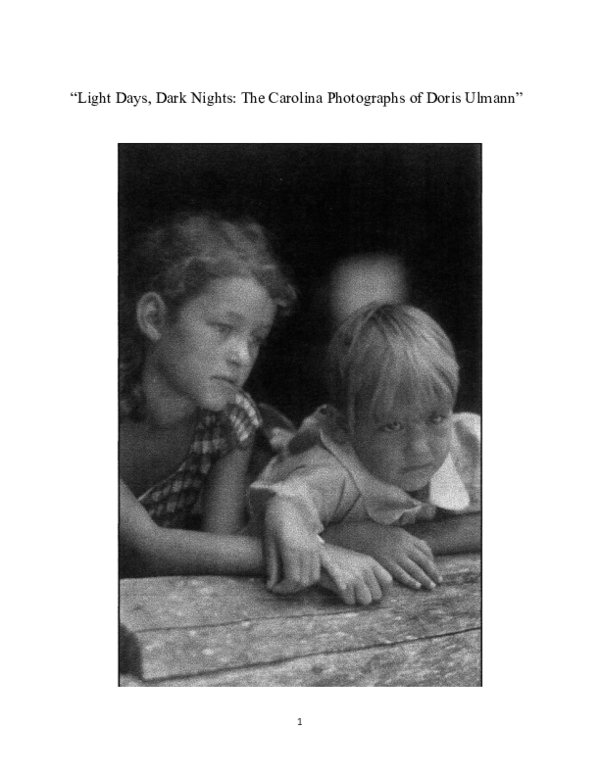 (DOC) “Light Days, Dark Nights: The Carolina Photographs of Doris Ulmann”
