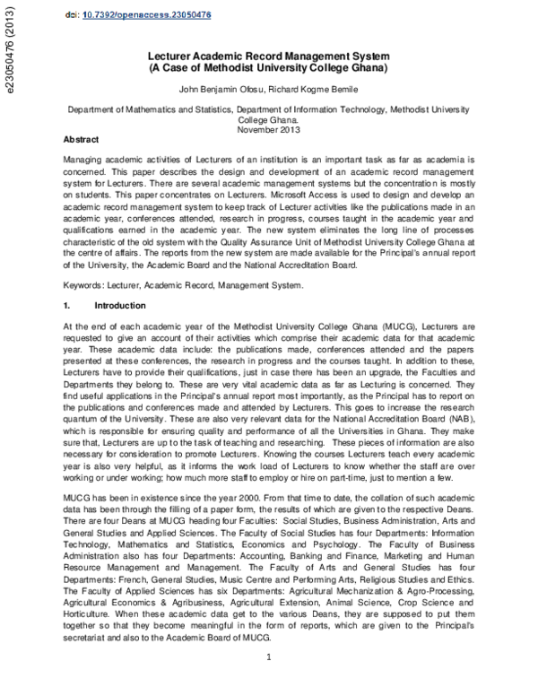 (PDF) Lecturer Academic Record Management System