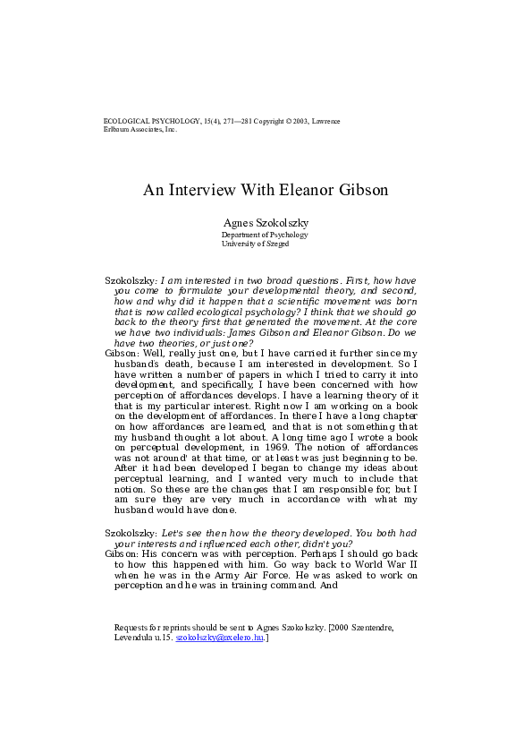 (DOC) An Interview with Eleanor J. Gibson