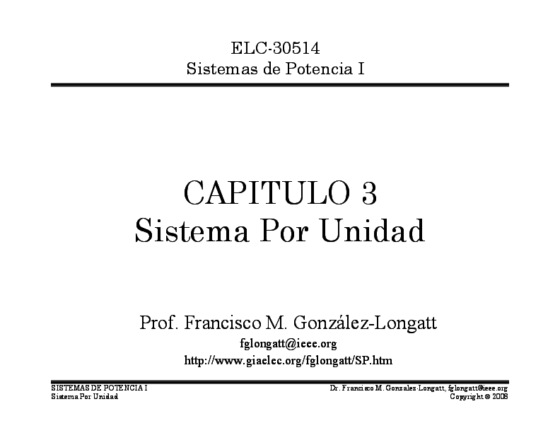 (PDF) ELC-30514 Sistemas de Potencia I CAPITULO 3 CAPITULO 3 Sistema ...