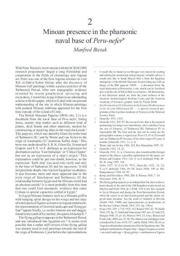 (PDF) “Minoan Presence in the Pharaonic Naval Base of Peru-nefer,” in ...