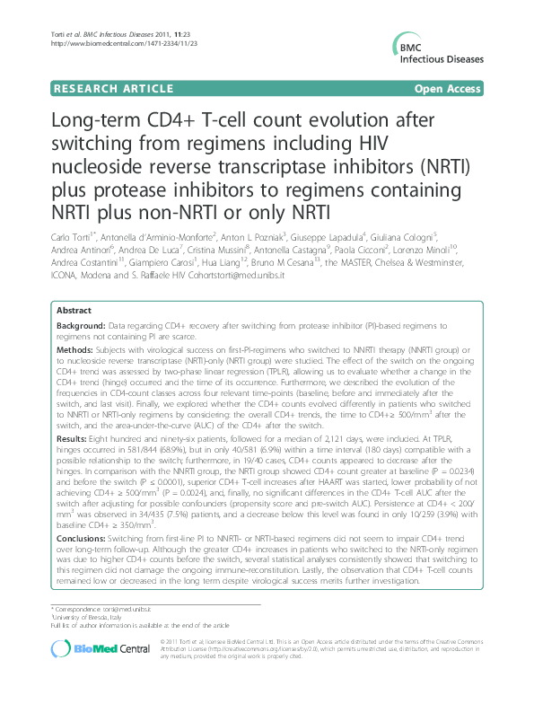(PDF) Long-term CD4+ T-cell count evolution after switching from ...